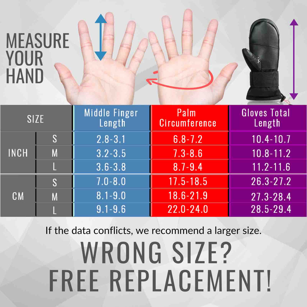 Snowboard & Ski Mittens with Wrist Guard | Snow Gloves | devembr